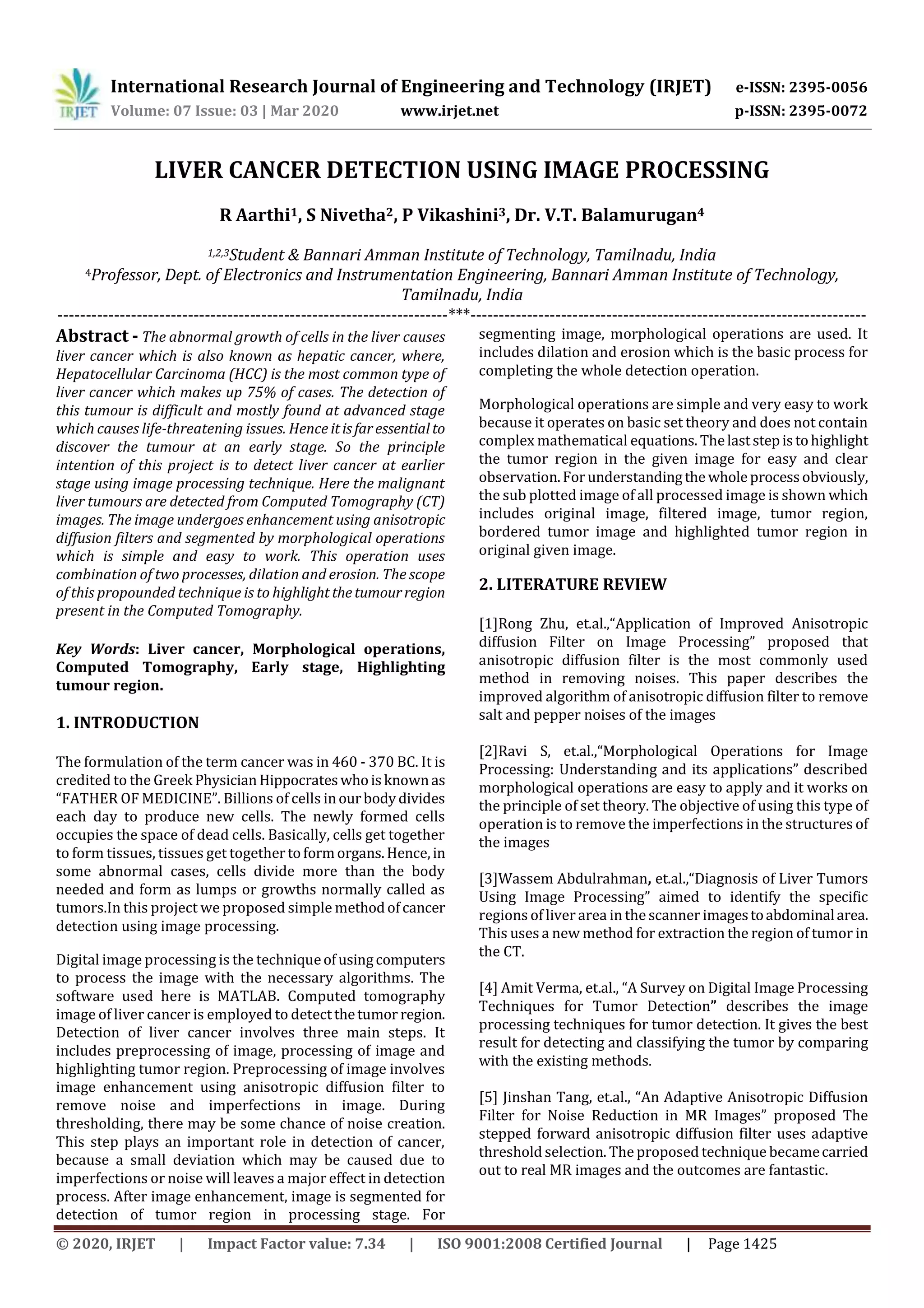 IRJET - Liver Cancer Detection using Image Processing | PDF