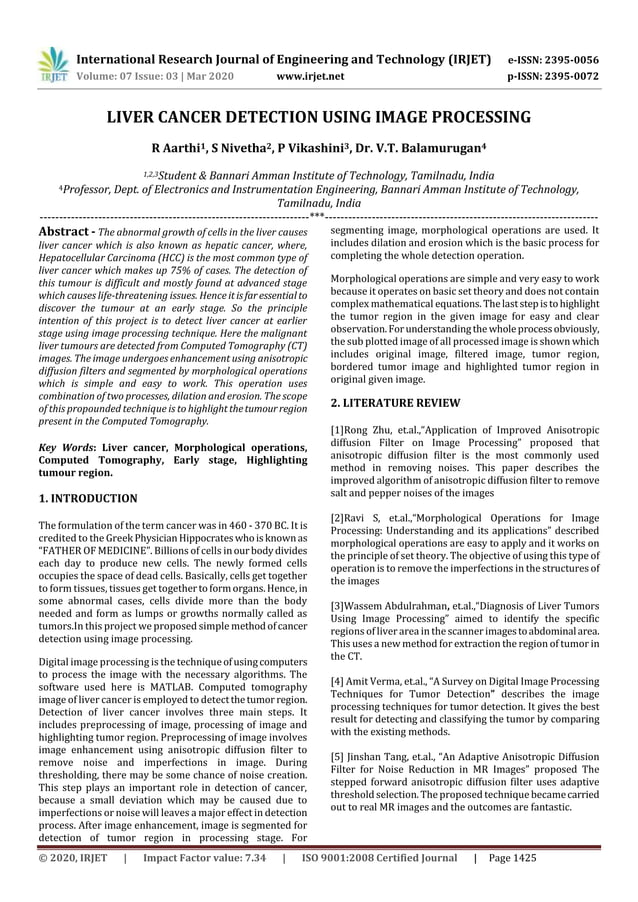 IRJET - Liver Cancer Detection using Image Processing | PDF