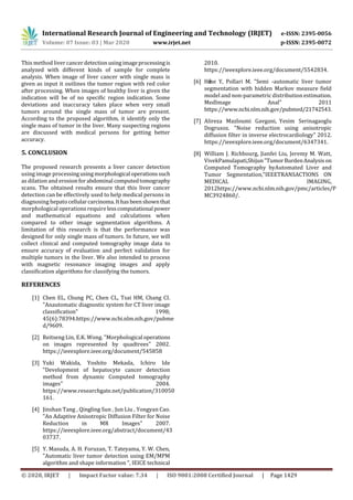 IRJET - Liver Cancer Detection using Image Processing | PDF