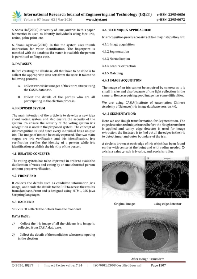 Irjet A Survey On Biometric Voting System Using Iris Recognition