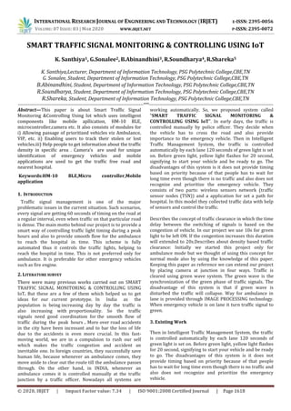 IRJET - Smart Traffic Signal Monitoring & Controlling using IoT | PDF | Internet | Computing