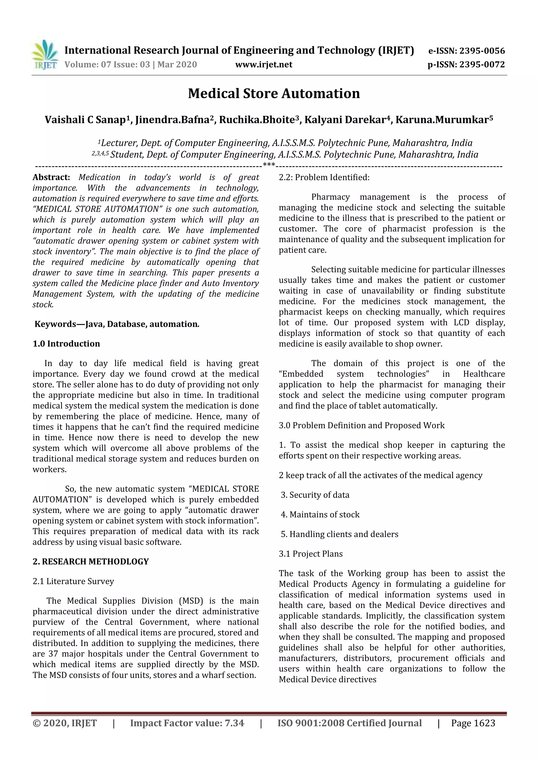 IRJET - Medical Store Automation | PDF