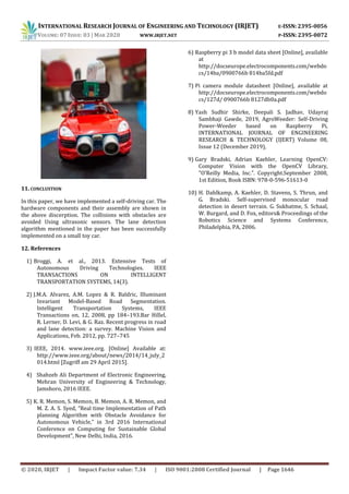 IRJET - Implementation of SDC: Self-Driving Car based on Raspberry Pi | PDF