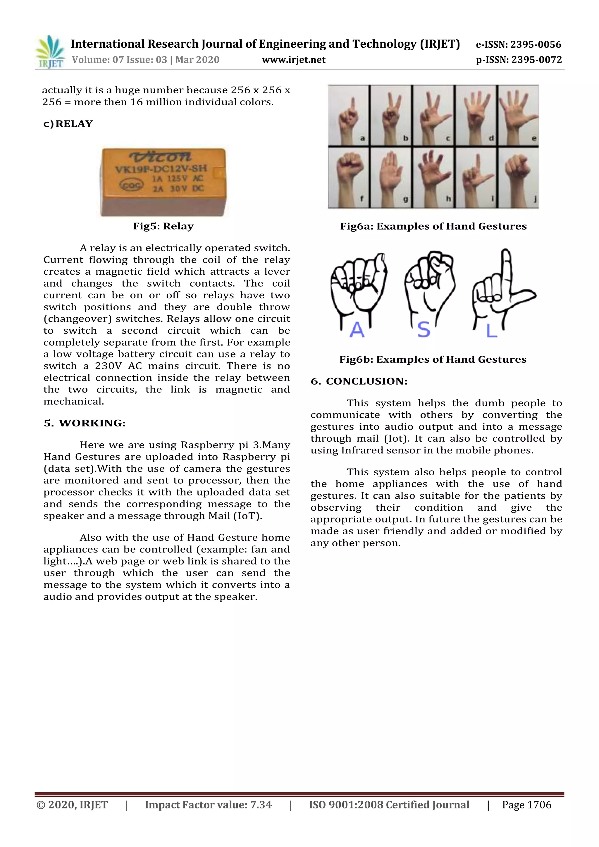 IRJET - Hand Gesture Recognition and Voice Conversion System using IoT ...