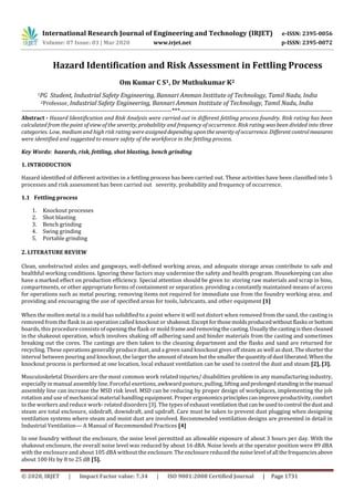 IRJET - Hazard Identification and Risk Assessment in Fettling Process | PDF