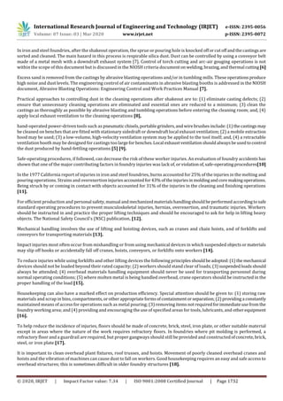 IRJET - Hazard Identification and Risk Assessment in Fettling Process | PDF