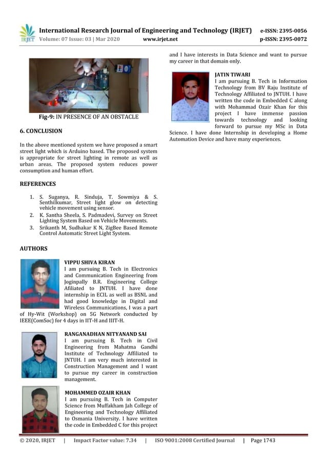 IRJET - Smart Street Light based on Arduino | PDF | Technology & Computing