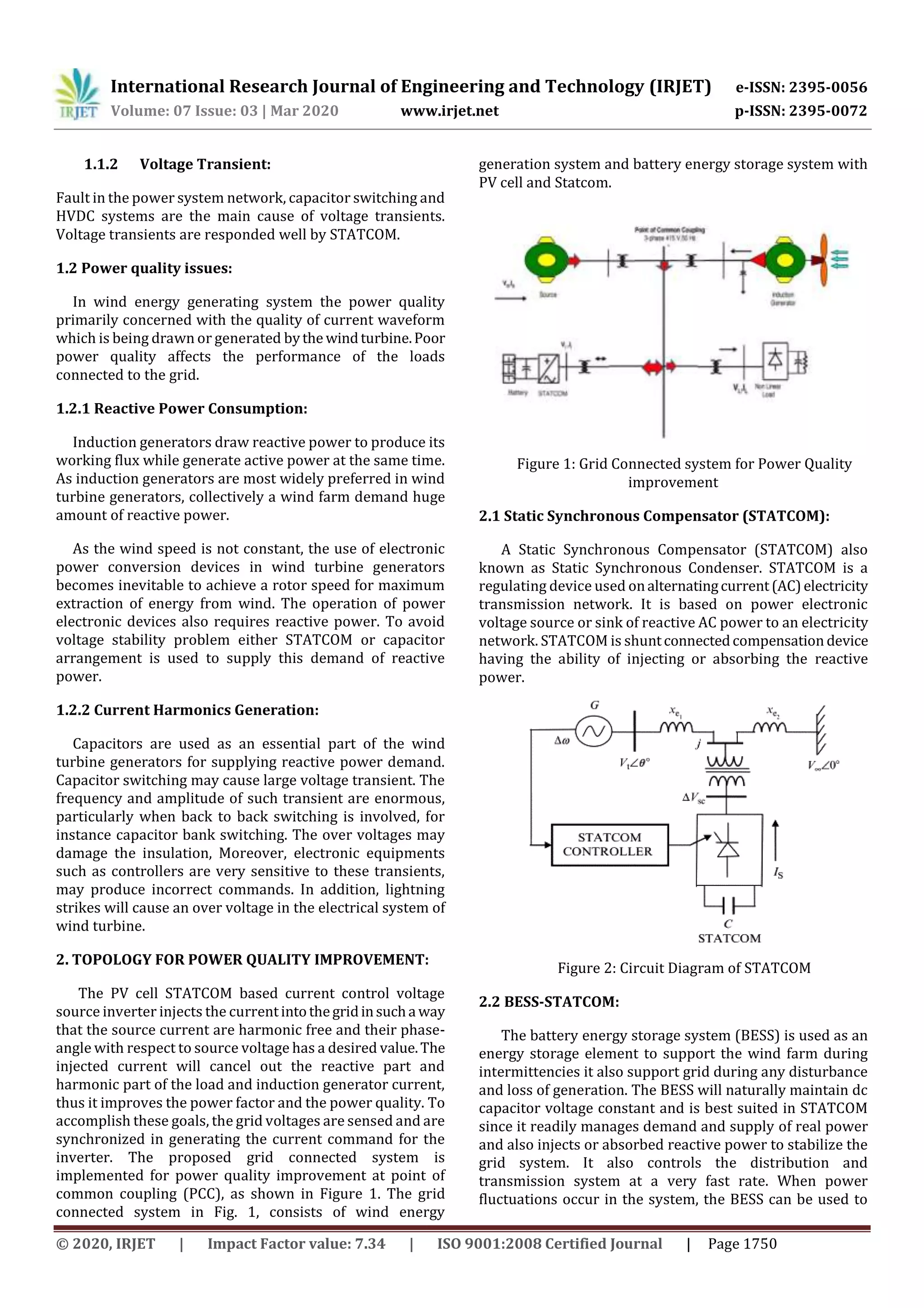Irjet Introduction Of Statcom In Pv Grid System Pdf