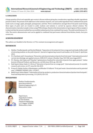IRJET - Extraction and Characterization of Pectin from Waste Mixed Fruit Peels | PDF