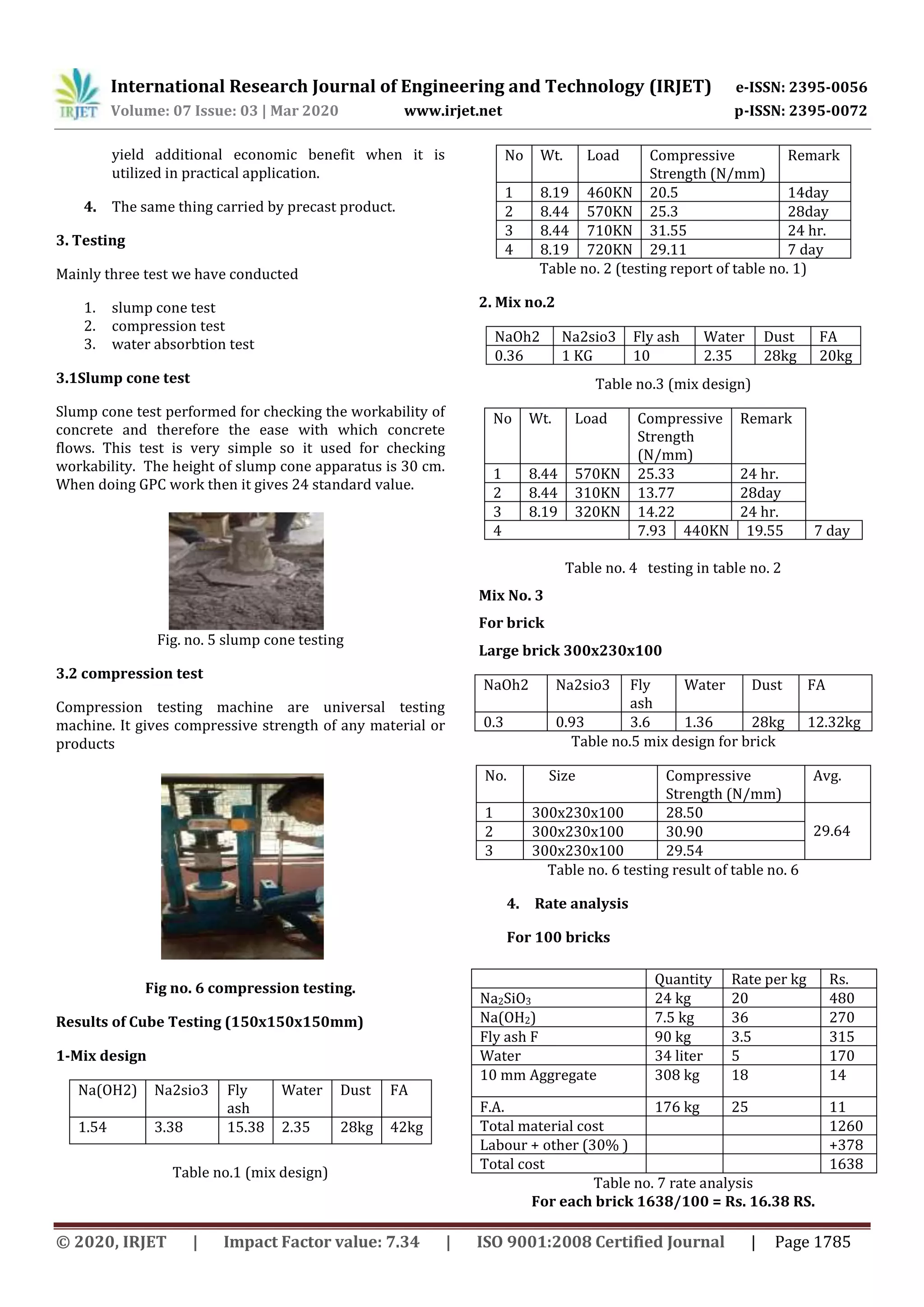 IRJET - Fly Ash Interlocking Brick by using Geopolymer Concrete | PDF ...