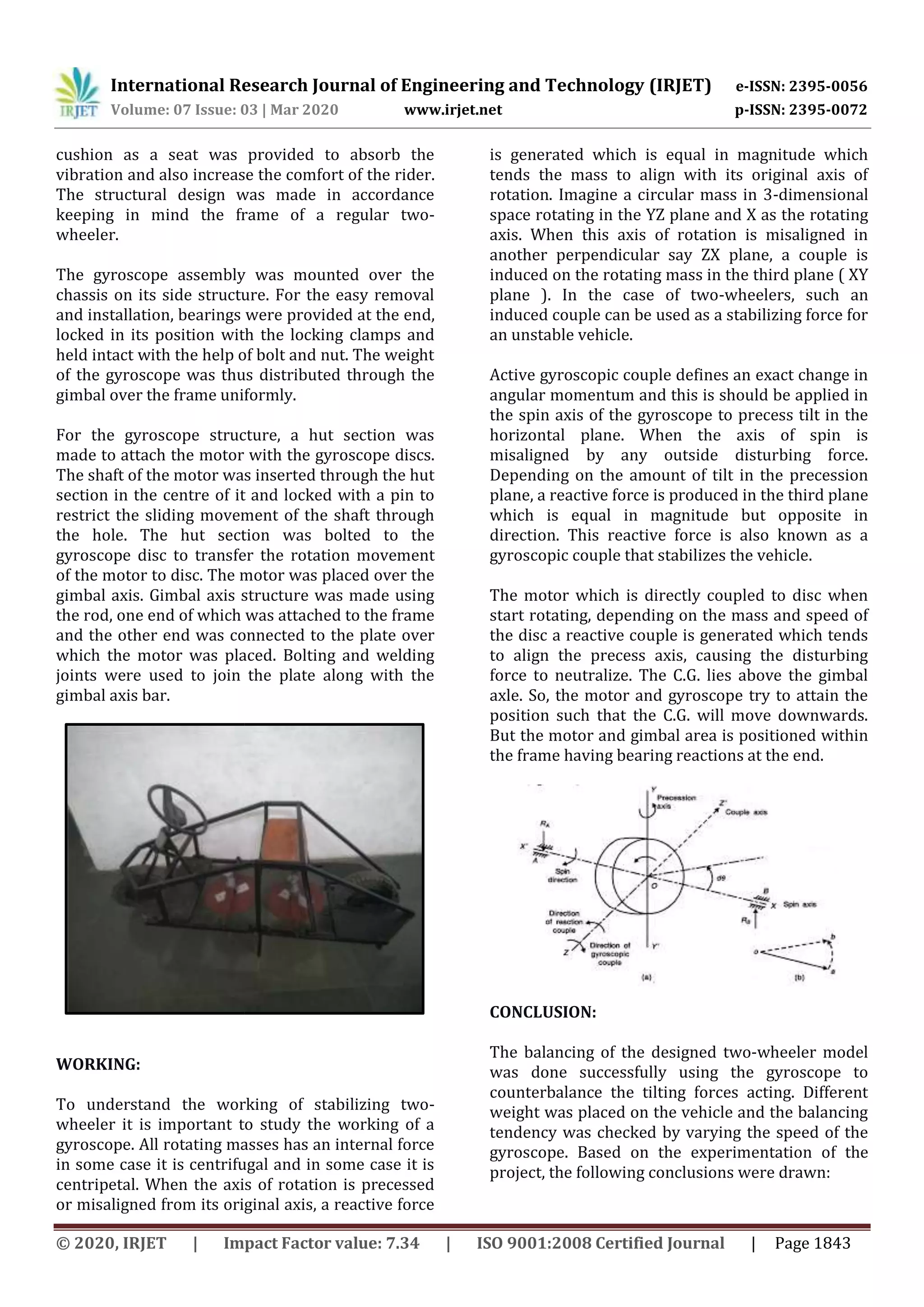 IRJET - Design of Gyroscopes for Stabilizing Two-Wheeler | PDF