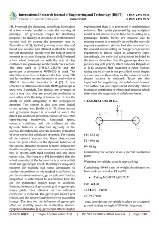 IRJET - Design of Gyroscopes for Stabilizing Two-Wheeler | PDF