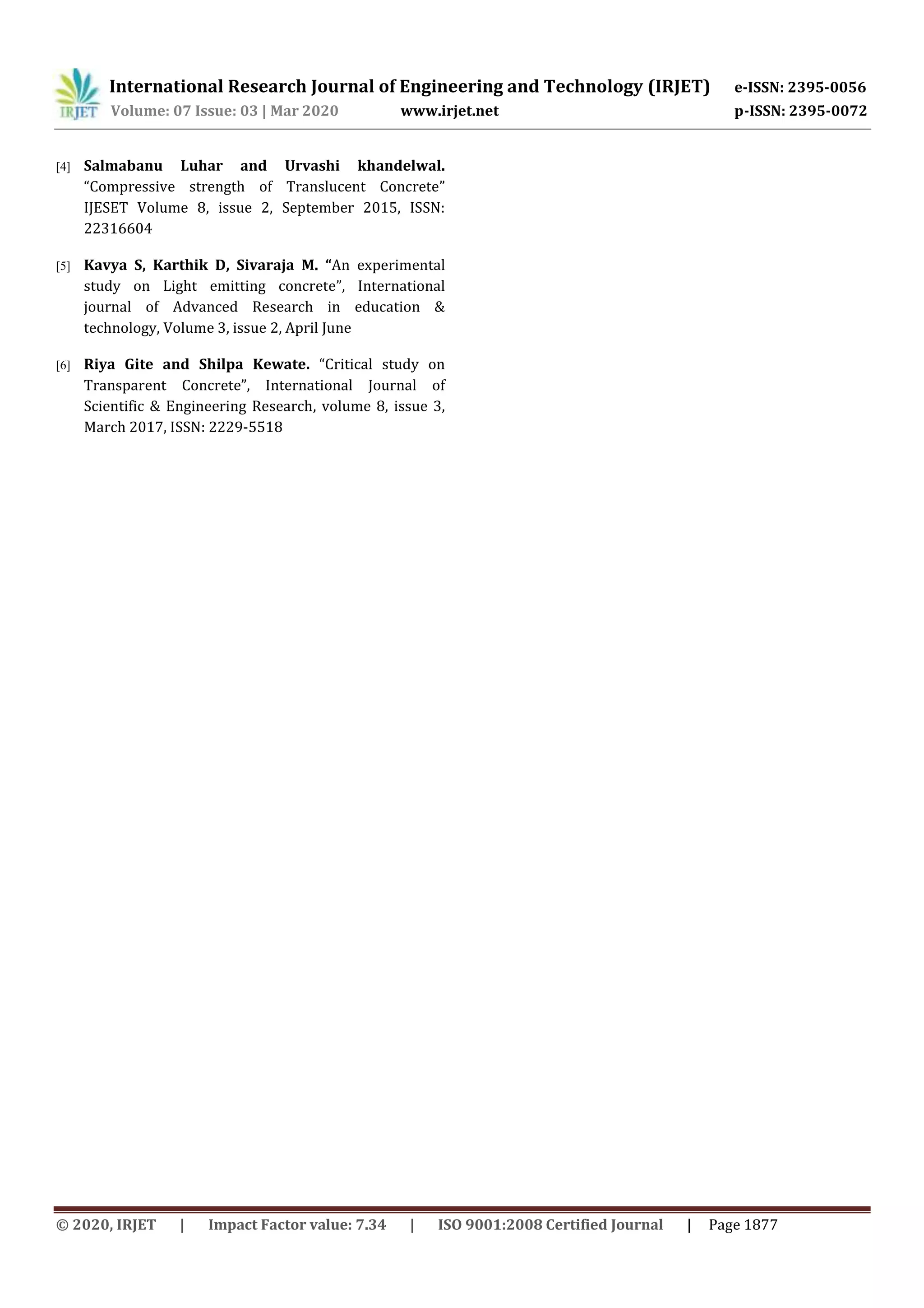 IRJET - Design and Experimental Study on Transparent Concrete | PDF