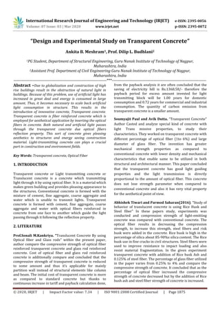 IRJET - Design and Experimental Study on Transparent Concrete | PDF
