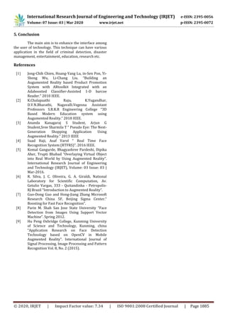 IRJET - Augmented Reality: Social Profile Detection by Face Recognition | PDF