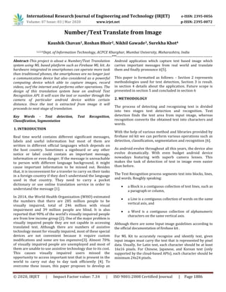 IRJET - Number/Text Translate from Image | PDF
