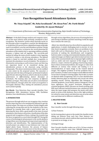 IRJET - Face Recognition based Attendance System | PDF | Photo Editing Software | Computer ...