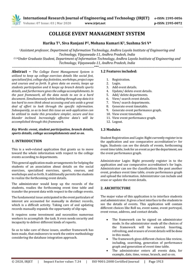 IRJET - College Event Management System | PDF