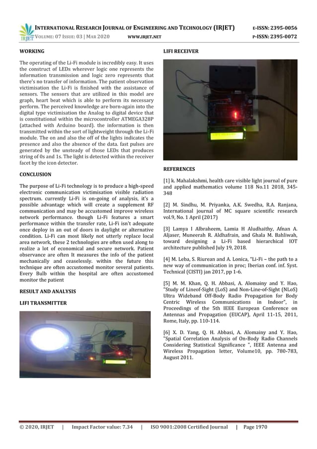 IRJET- A Non-Invasive Health Monitoring System using Visible Light Communication | PDF