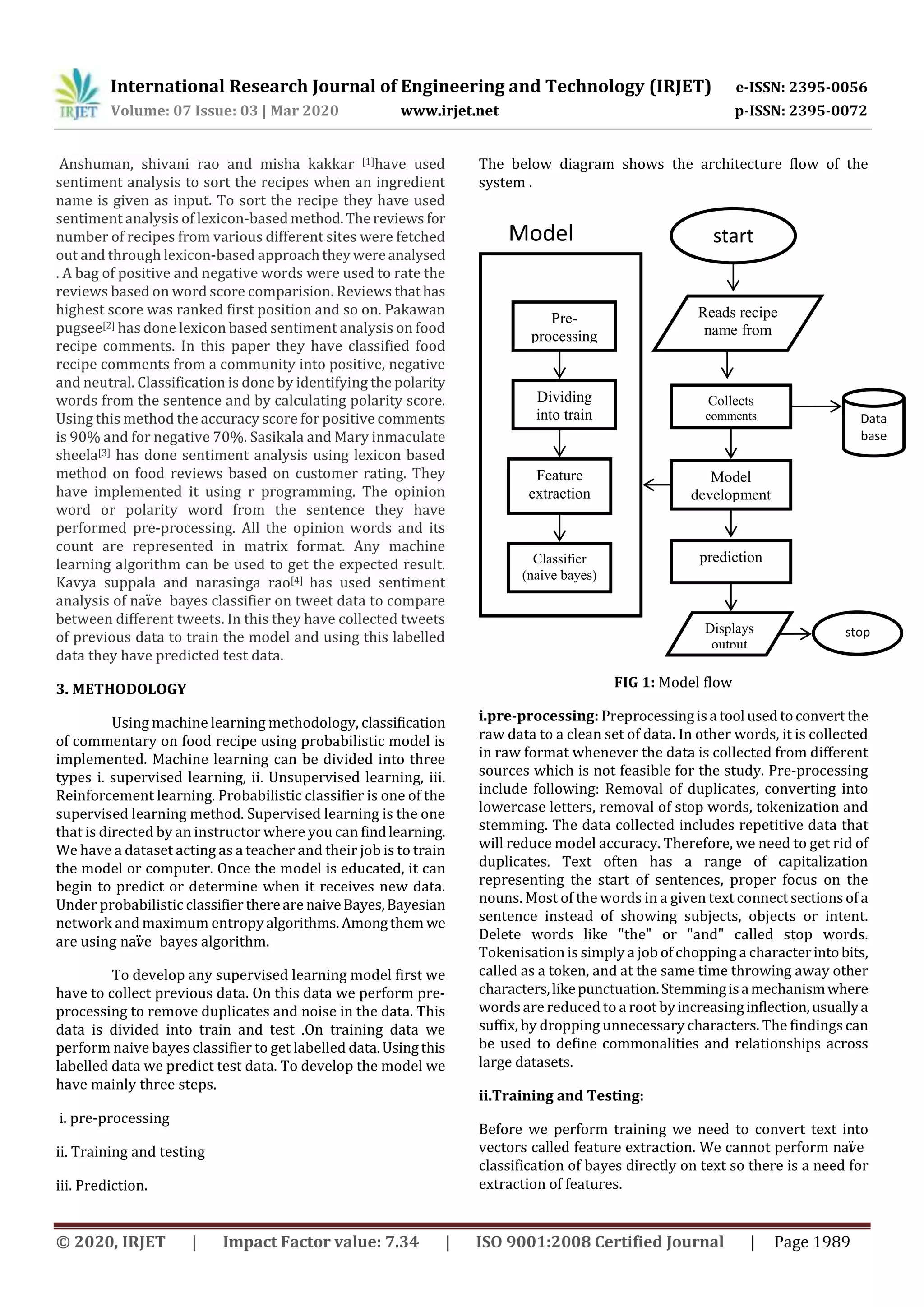 IRJET- Classification of Food Recipe Comments using Naive Bayes | PDF