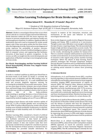 IRJET- Machine Learning Techniques for Brain Stroke using MRI | PDF