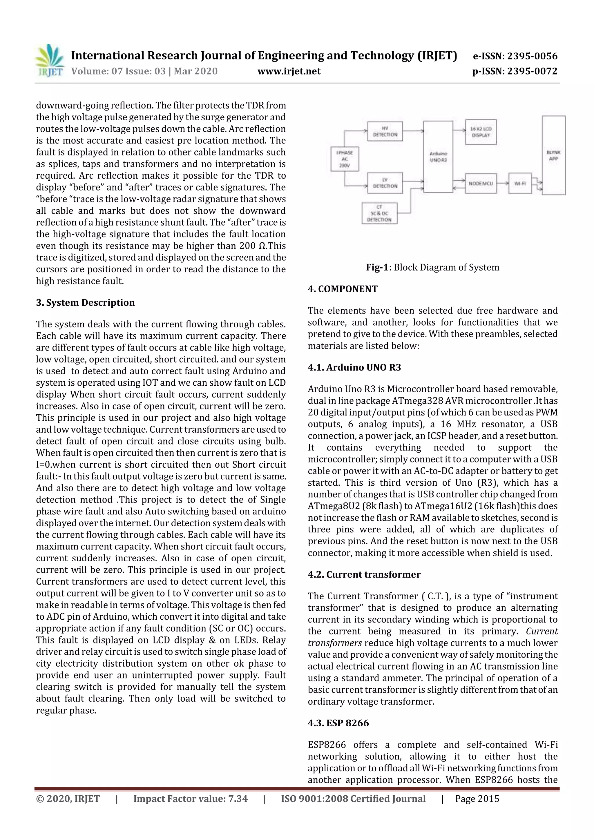 Irjet Arduino Based Single Phase Fault Detection System Using Iot Pdf