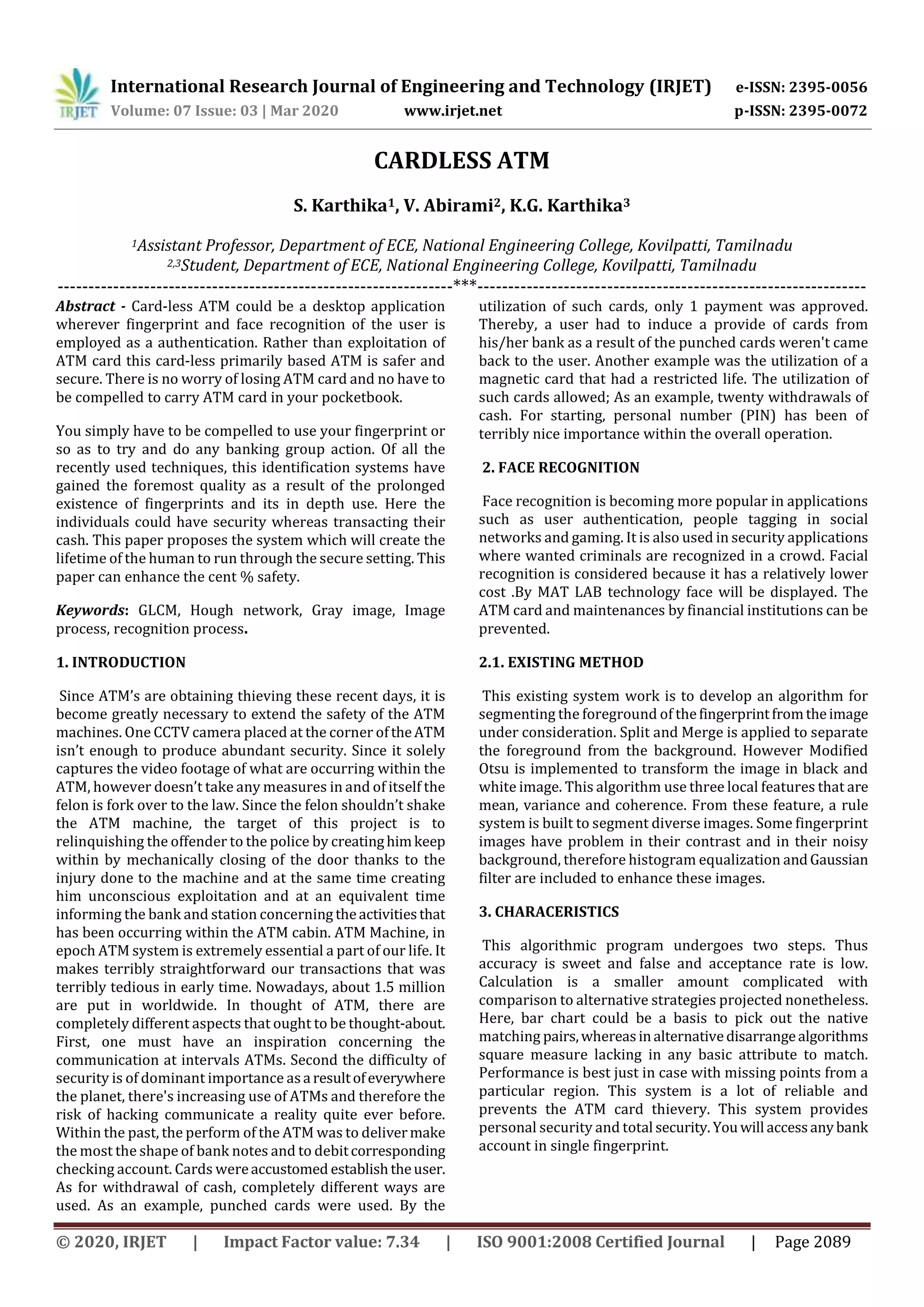 IRJET - Cardless ATM | PDF