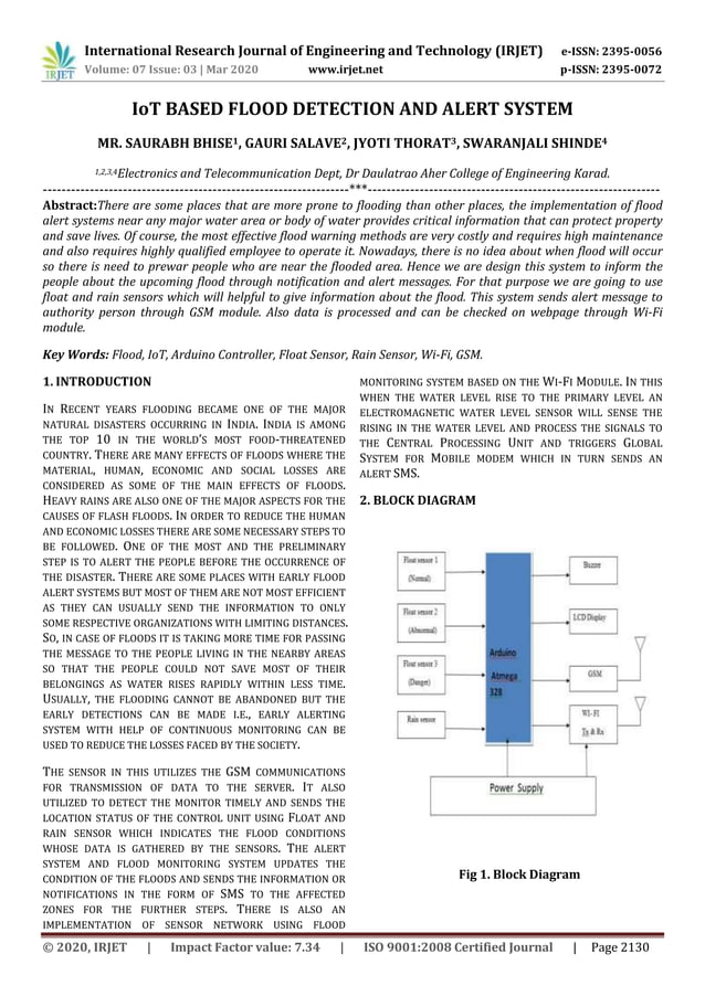 Irjet Iot Based Flood Detection And Alert System Pdf