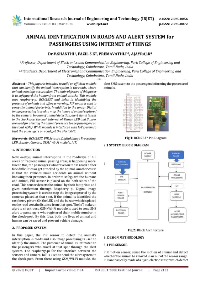 IRJET- Animal Identification in Roads and Alert System for Passengers ...