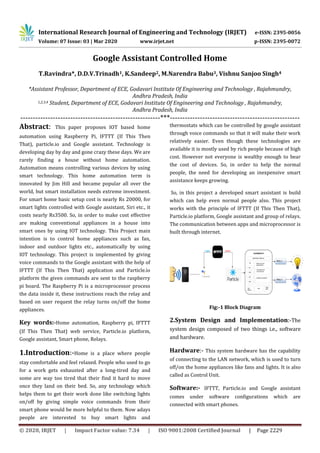 IRJET - Google Assistant Controlled Home | PDF