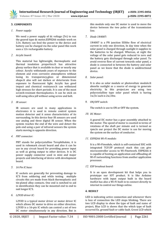 Irjet Smart Overhead Transmission Line Physical Fault Detection By Iot Pdf