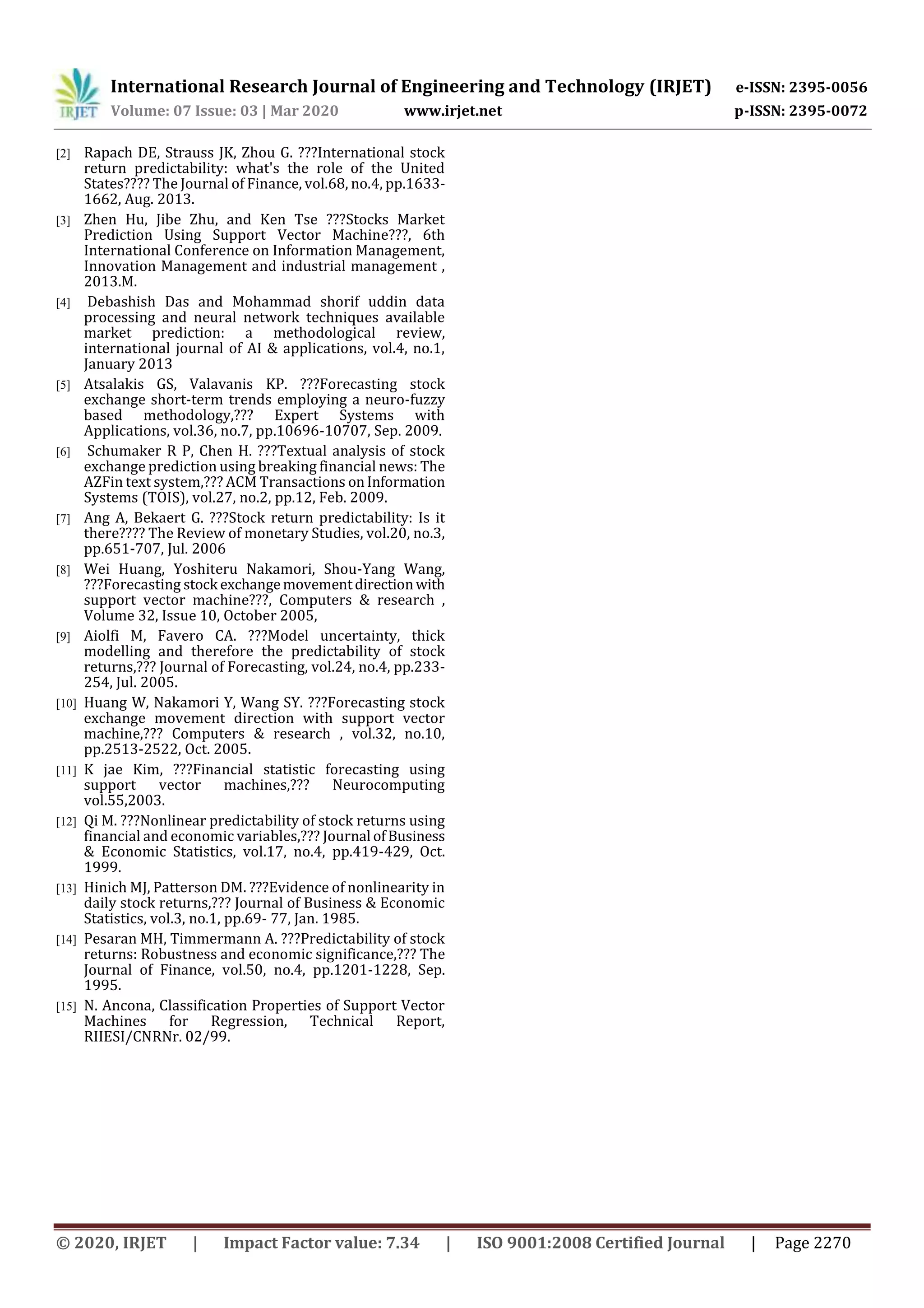 IRJET - Stock Market Prediction using Machine Learning Algorithm | PDF | Stocks and Bonds ...