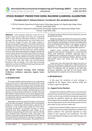 IRJET - Stock Market Prediction using Machine Learning Algorithm | PDF | Stocks and Bonds ...