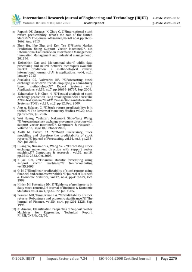 IRJET - Stock Market Prediction using Machine Learning Algorithm | PDF | Stocks and Bonds ...