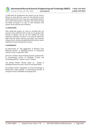 IRJET - Smart Food Ordering System in Hotel | PDF