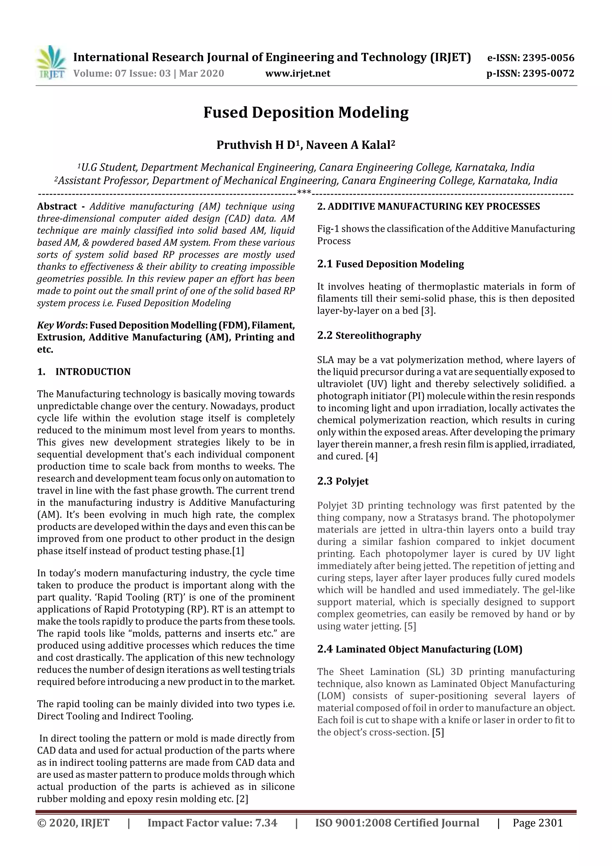 IRJET - Fused Deposition Modeling | PDF