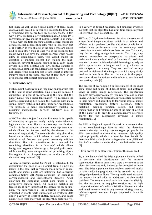IRJET - A Survey Paper on Efficient Object Detection and Matching using Feature Classification | PDF