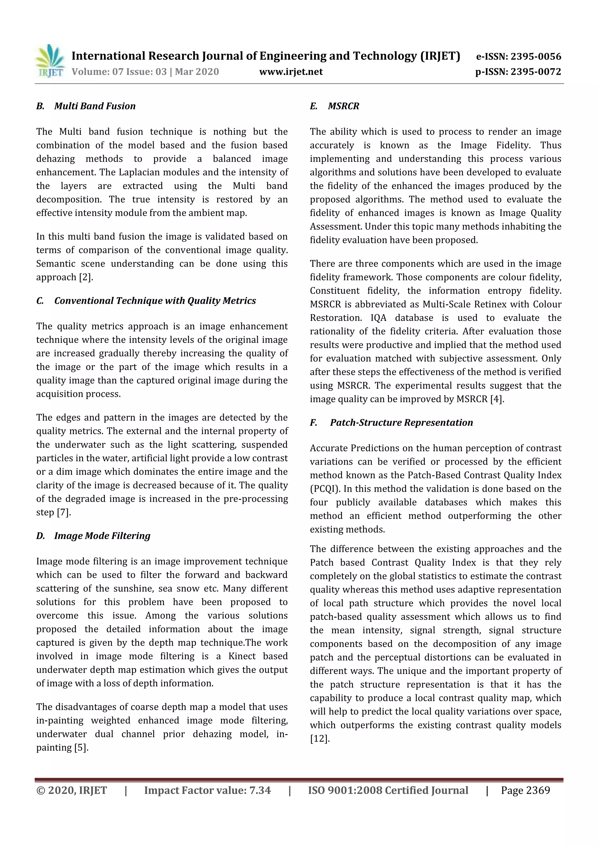 IRJET - Underwater Image Enhancement using PCNN and NSCT Fusion | PDF