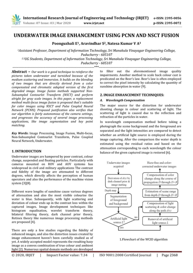 IRJET - Underwater Image Enhancement using PCNN and NSCT Fusion | PDF