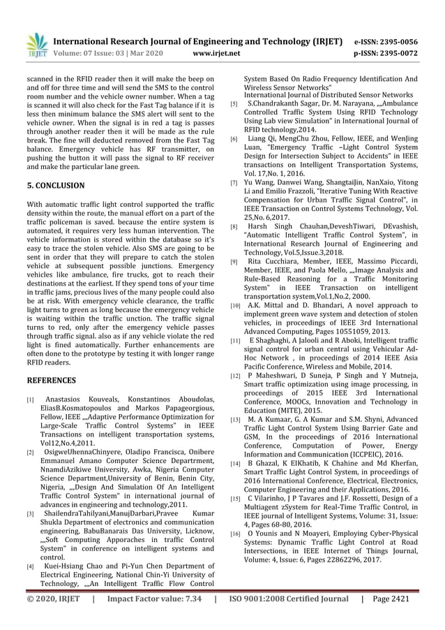 IRJET - Smart Traffic Control System using RFID | PDF