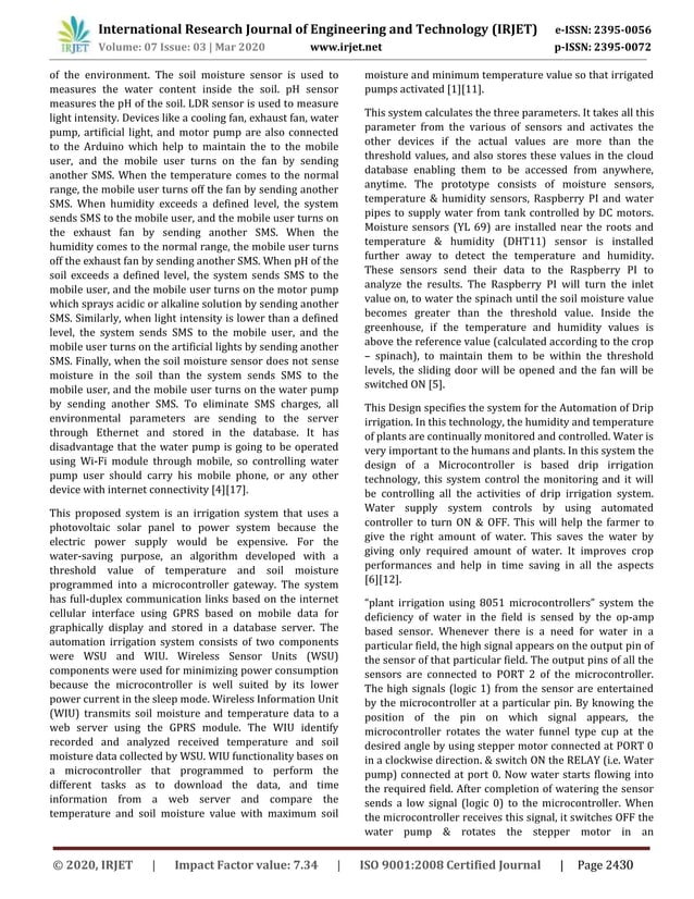 IRJET - Automated Monitoring and Controlling of Greenhouse | PDF