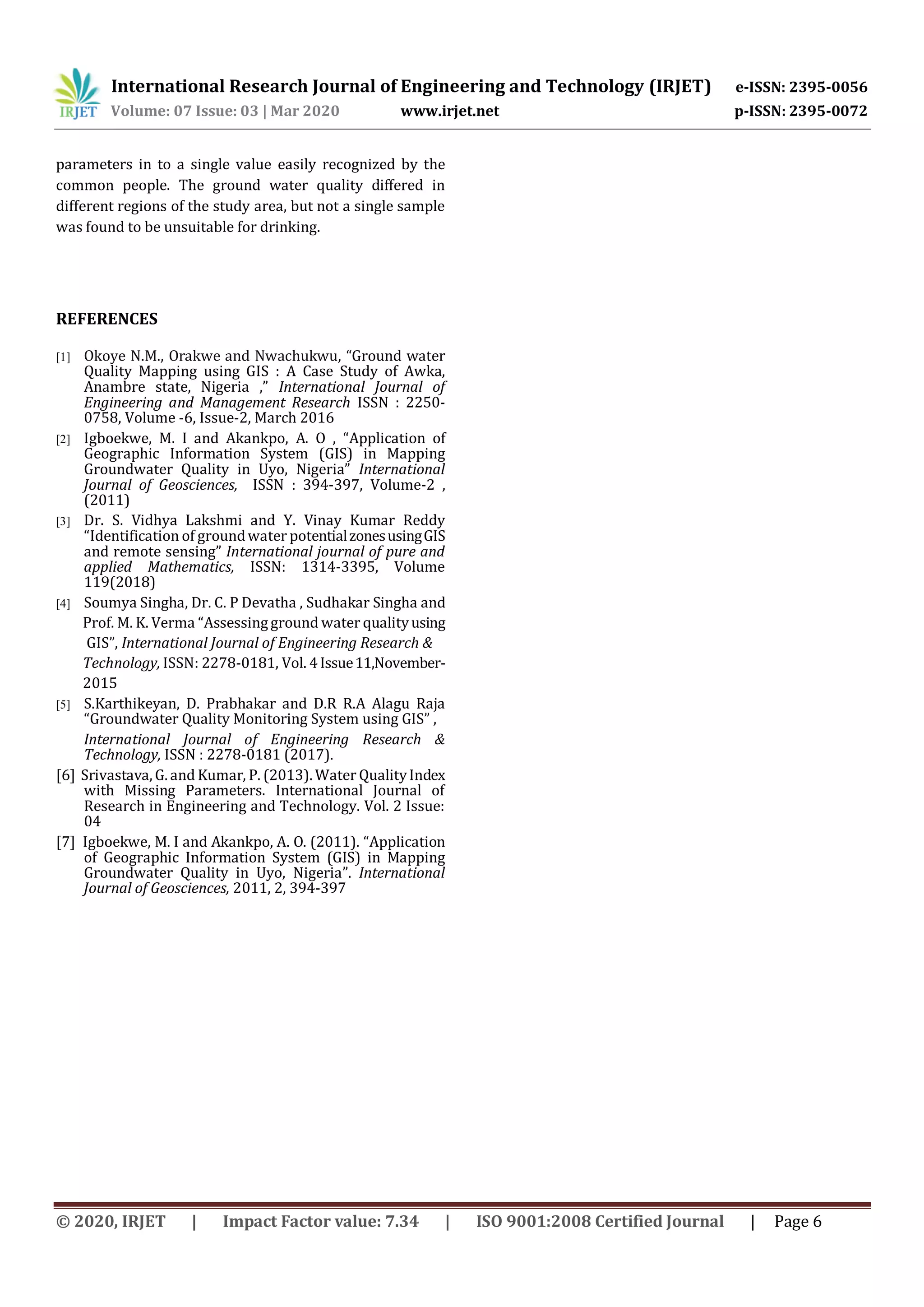 IRJET - Groundwater Quality Analysis using GIS | PDF