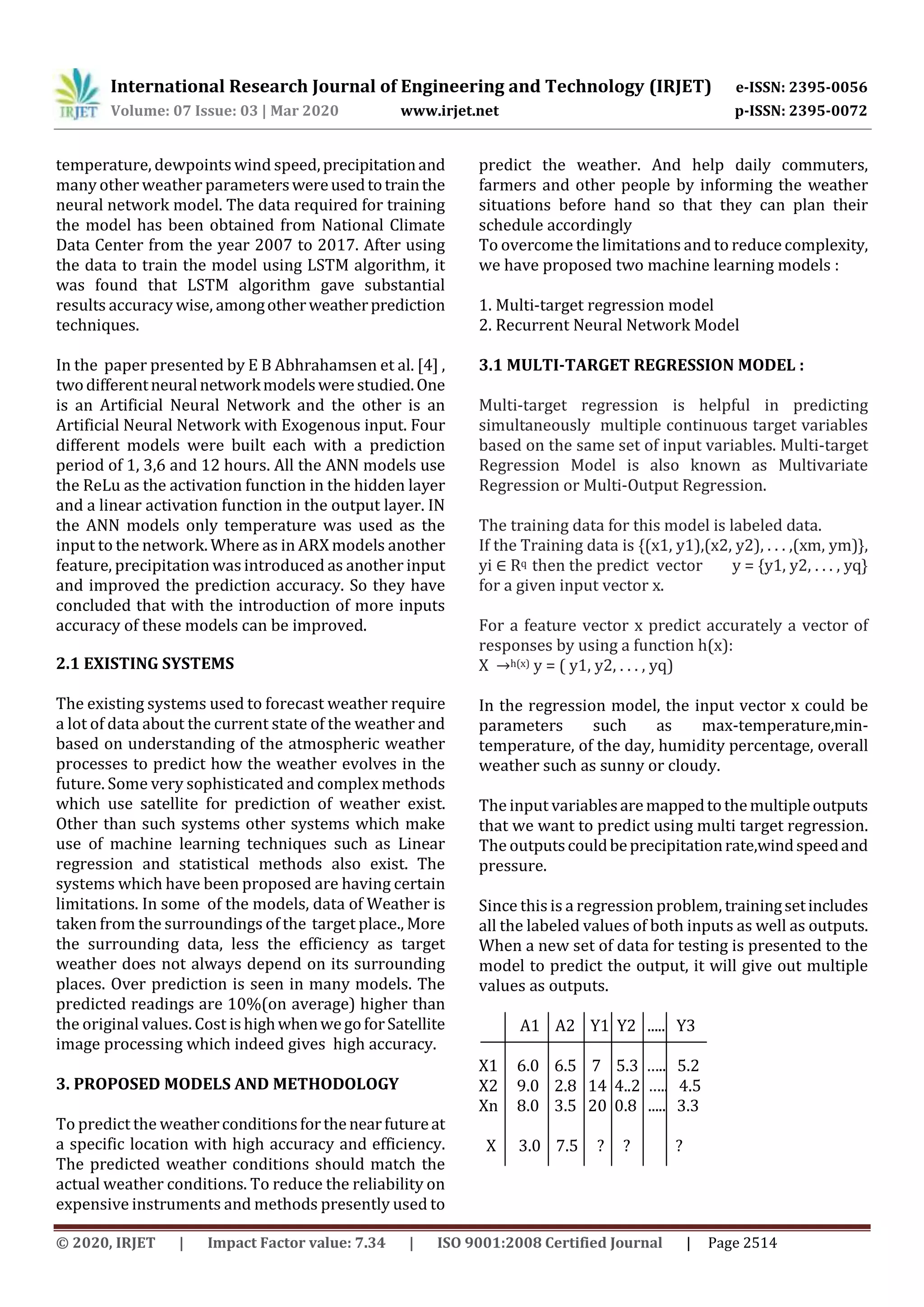 IRJET - Intelligent Weather Forecasting using Machine Learning ...