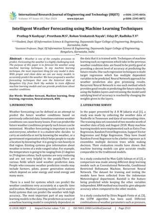 IRJET - Intelligent Weather Forecasting using Machine Learning ...