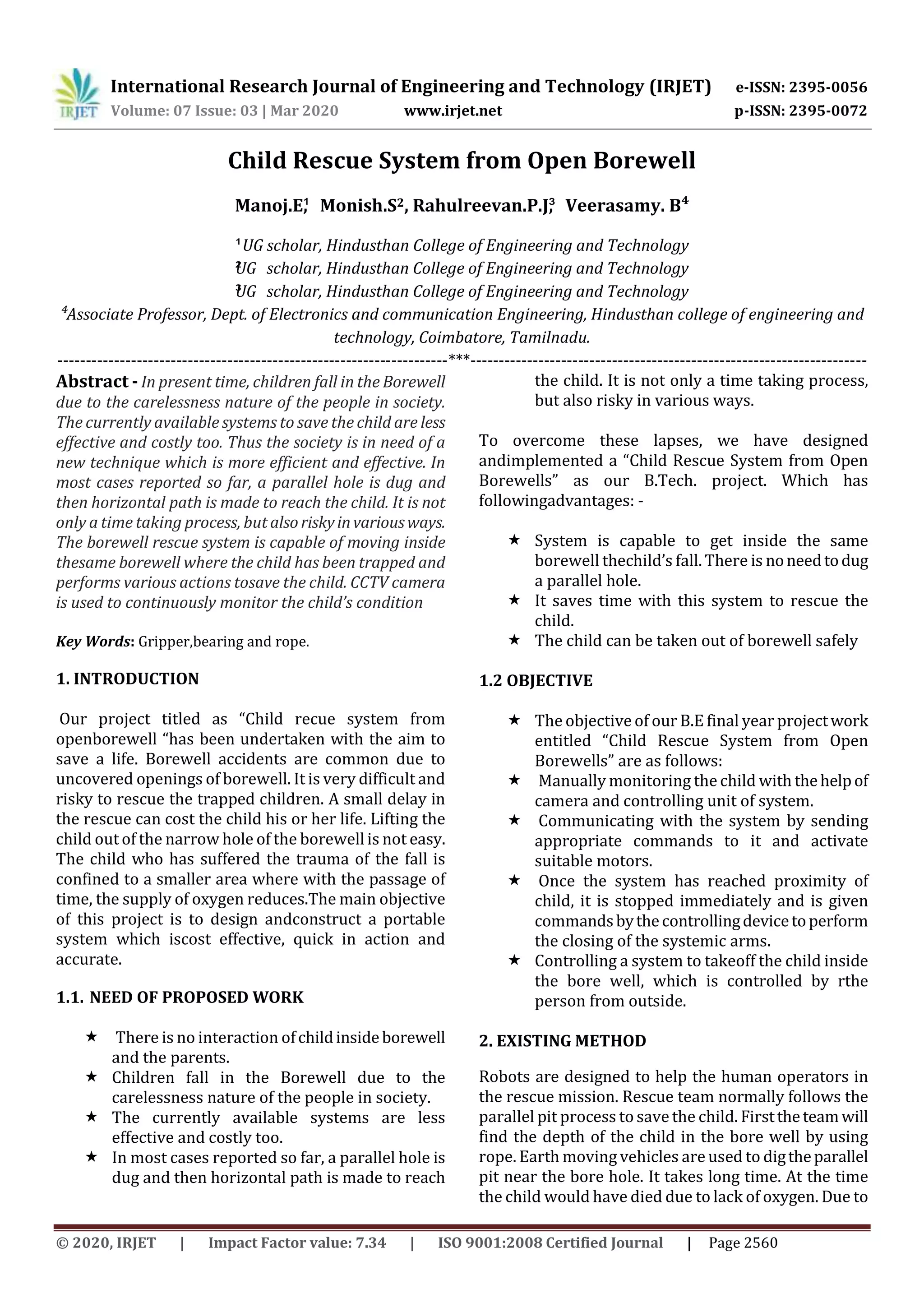 IRJET - Child Rescue System from Open Borewell | PDF
