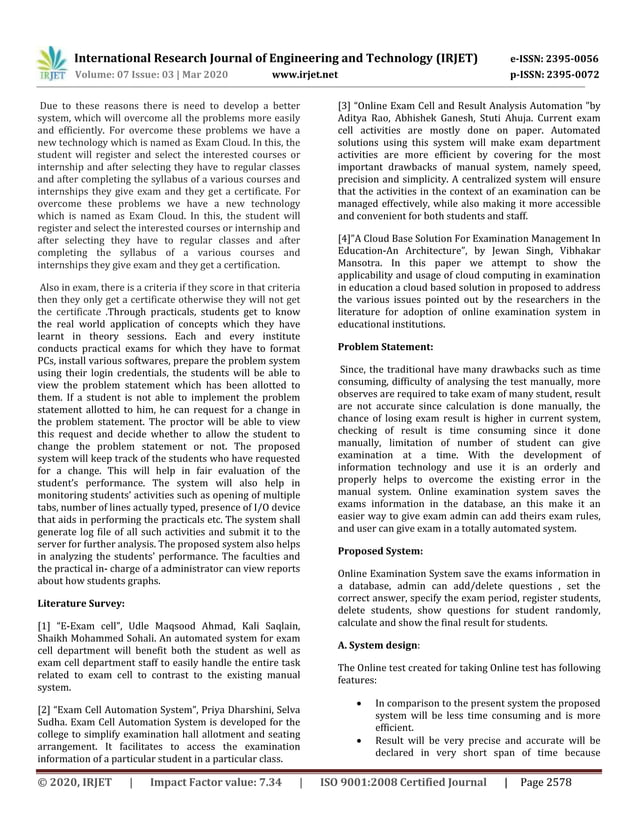 Irjet Implementation Of Conducting Online Certification Examination