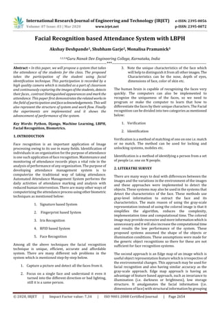 IRJET - Facial Recognition based Attendance System with LBPH | PDF