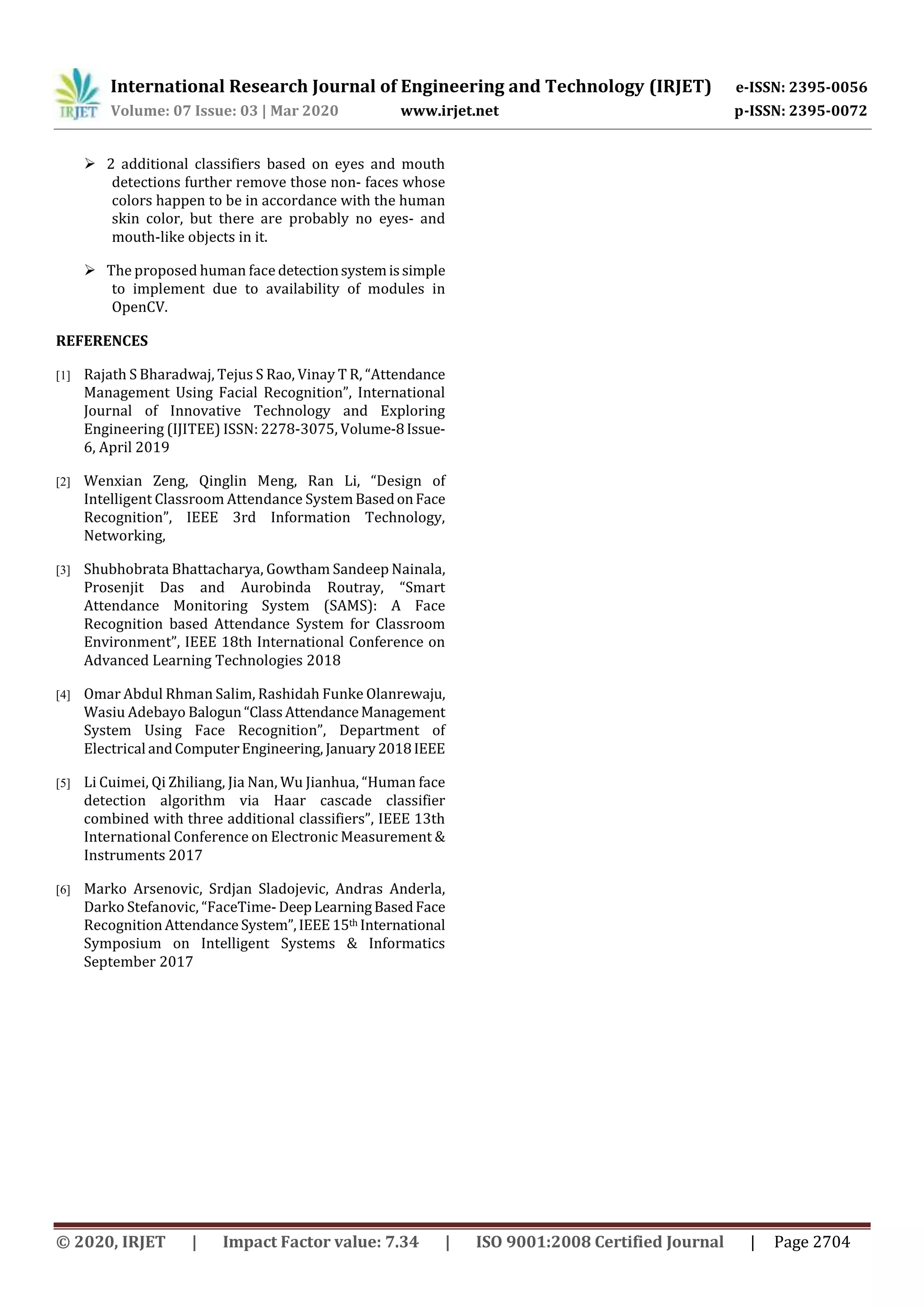 Irjet Automated Attendance System Using Facial Recognition Pdf Computing Technology