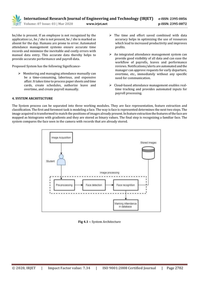 Irjet Automated Attendance System Using Facial Recognition Pdf Computing Technology