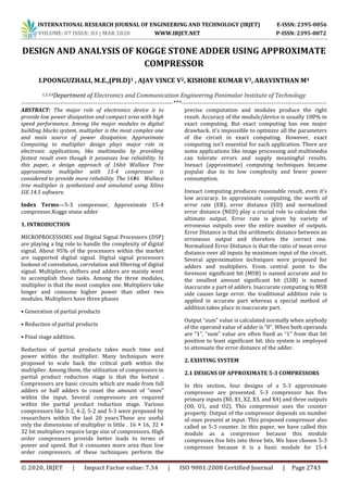 IRJET - Design and Analysis of Kogge Stone Adder using Approximate Compressor | PDF
